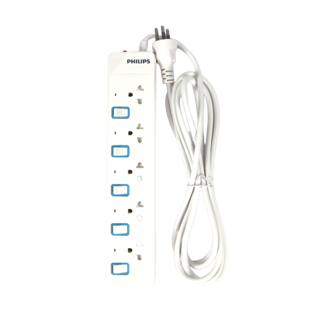 ปลั๊กไฟ Philips TIS Plug 5 Way 5 Switch 5M. (CHP3457WC/67) White