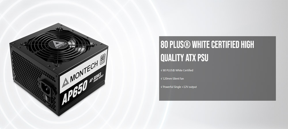 พาวเวอร์ซัพพลาย Montech Power Supply AP 650 650Watt 80 Plus - 3 Year