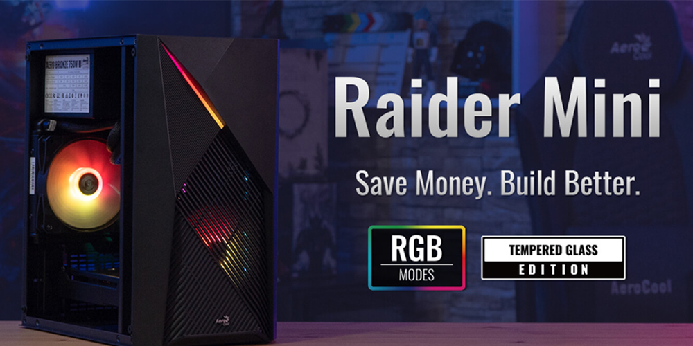 เคสคอมพิวเตอร์ AeroCool Computer Case M-ATX CASE RAIDER MINI - Black