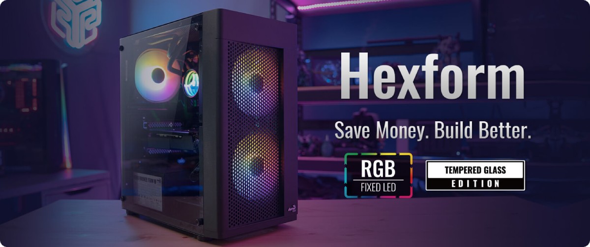 เคสคอมพิวเตอร์ AeroCool Computer Case M-ATX CASE HEXFORM - Black