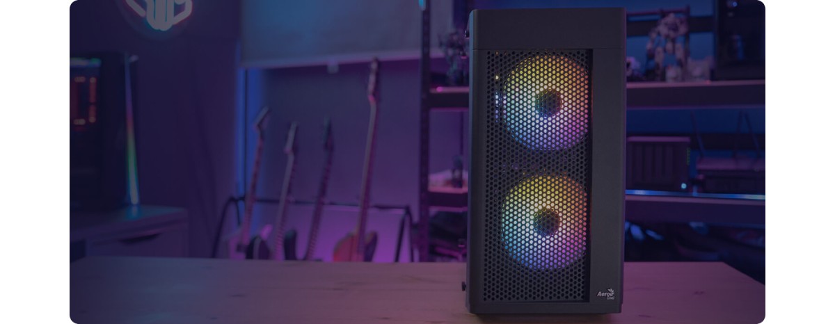 เคสคอมพิวเตอร์ AeroCool Computer Case M-ATX CASE HEXFORM - Black