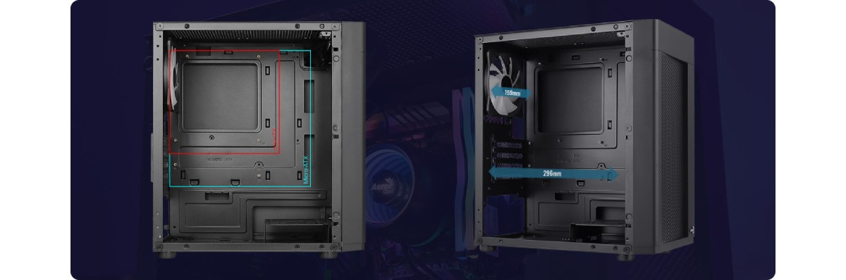 เคสคอมพิวเตอร์ AeroCool Computer Case M-ATX CASE HEXFORM - Black