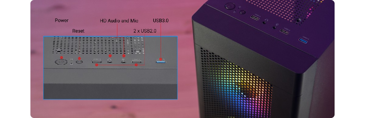 เคสคอมพิวเตอร์ AeroCool Computer Case M-ATX CASE HEXFORM - Black