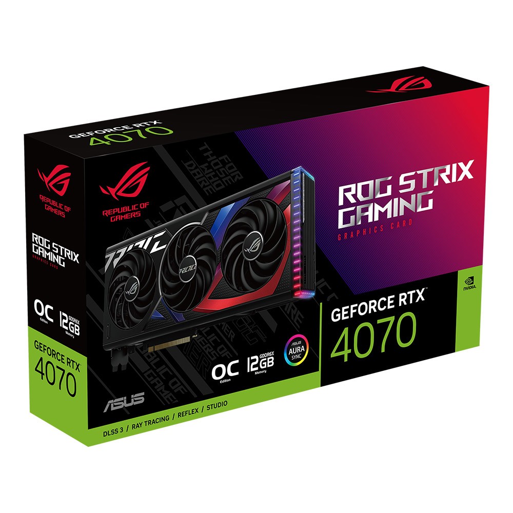 การ์ดจอ ASUS VGA ROG-STRIX-RTX4070-O12G-GAMING 12GB GDDR5X 192-bit