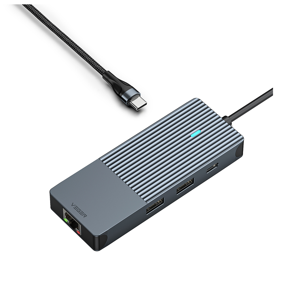 วีเกอร์ Port Hub 8-in-1 USB-C to 2x USB3.0 / USB-C / SD/TF / LAN / HDMI ...