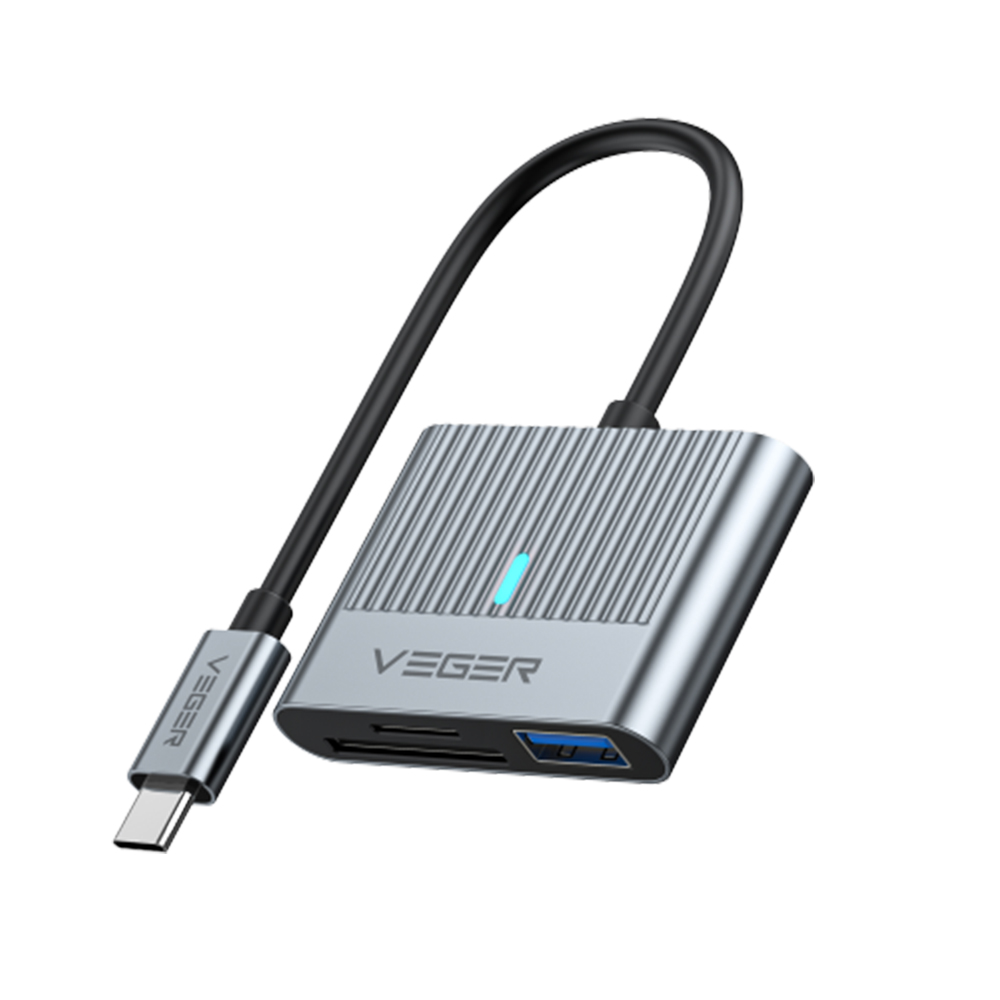 VEGER อะแดปเตอร์ฮับ 3in1 USB-C Card Reader รุ่น VH-H04