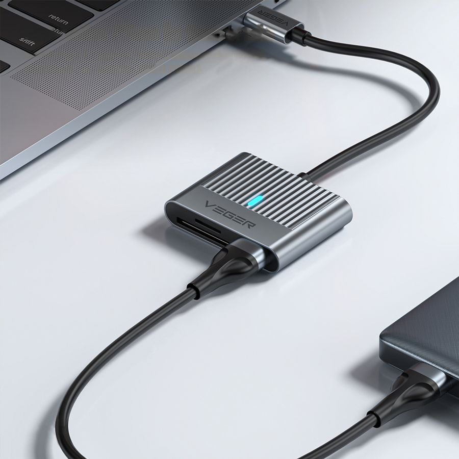 VEGER อะแดปเตอร์ฮับ 3in1 USB-C Card Reader รุ่น VH-H04