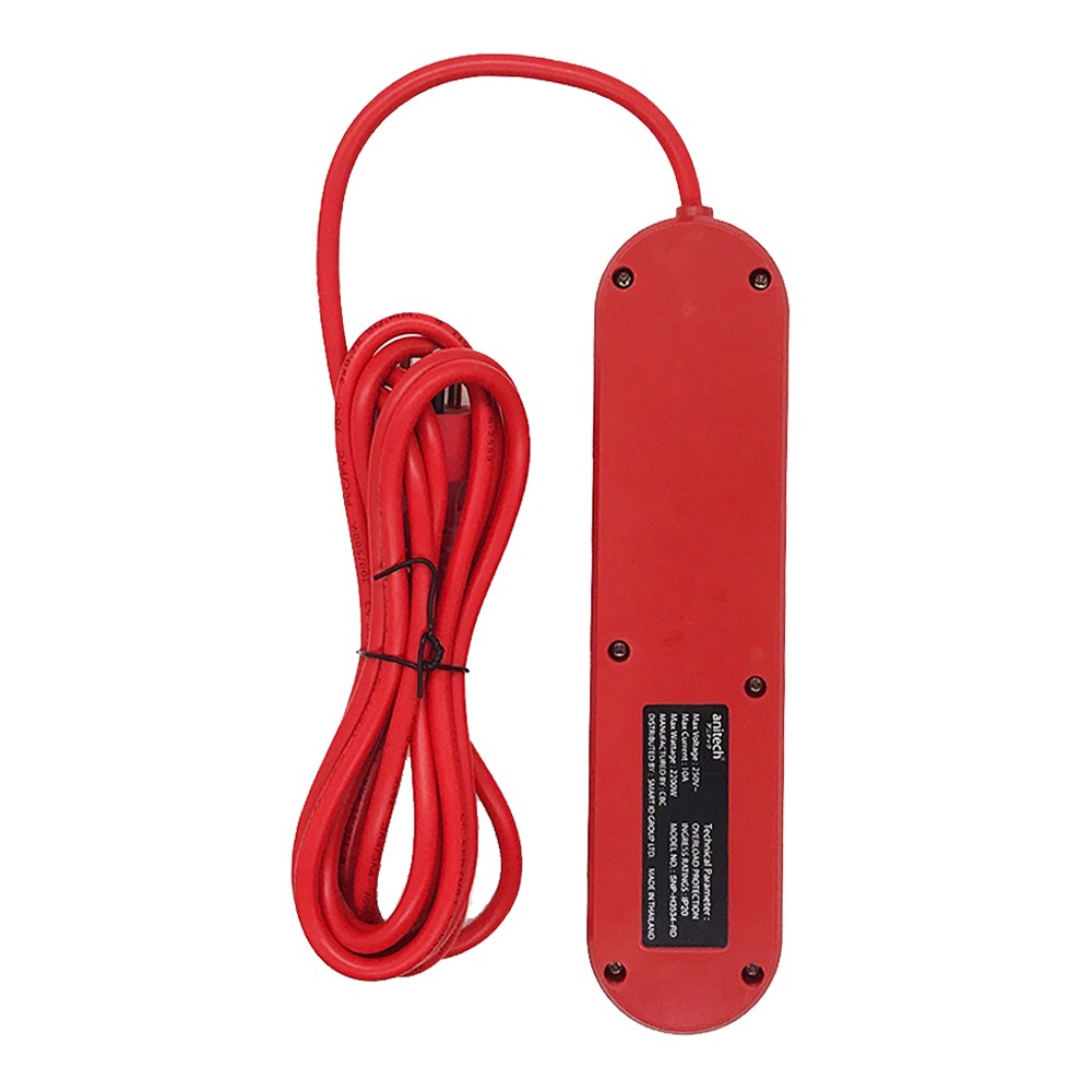 ปลั๊กไฟ AnitechTIS Plug 4 Way 4 Switch 3 M. (SNP-H3534) Snoopy Red