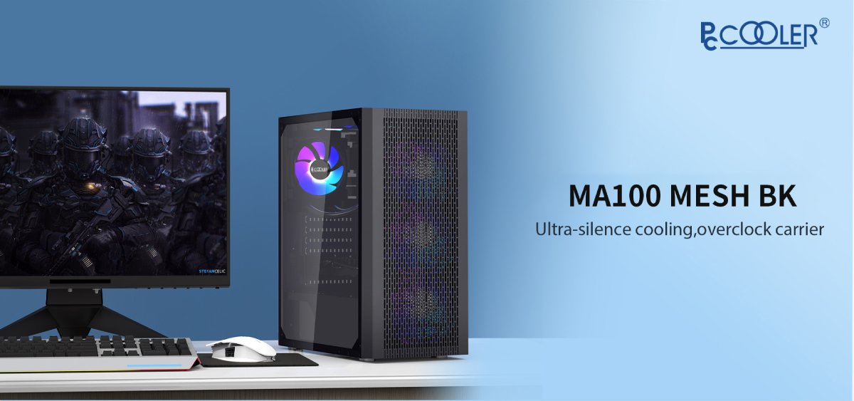 เคสคอมพิวเตอร์ PC Cooler Computer Case MA100 MESH Black