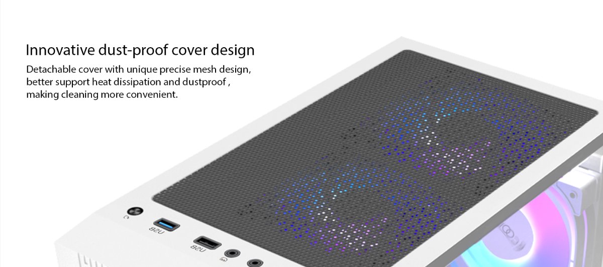 เคสคอมพิวเตอร์ PC Cooler Computer Case MA100 MESH White