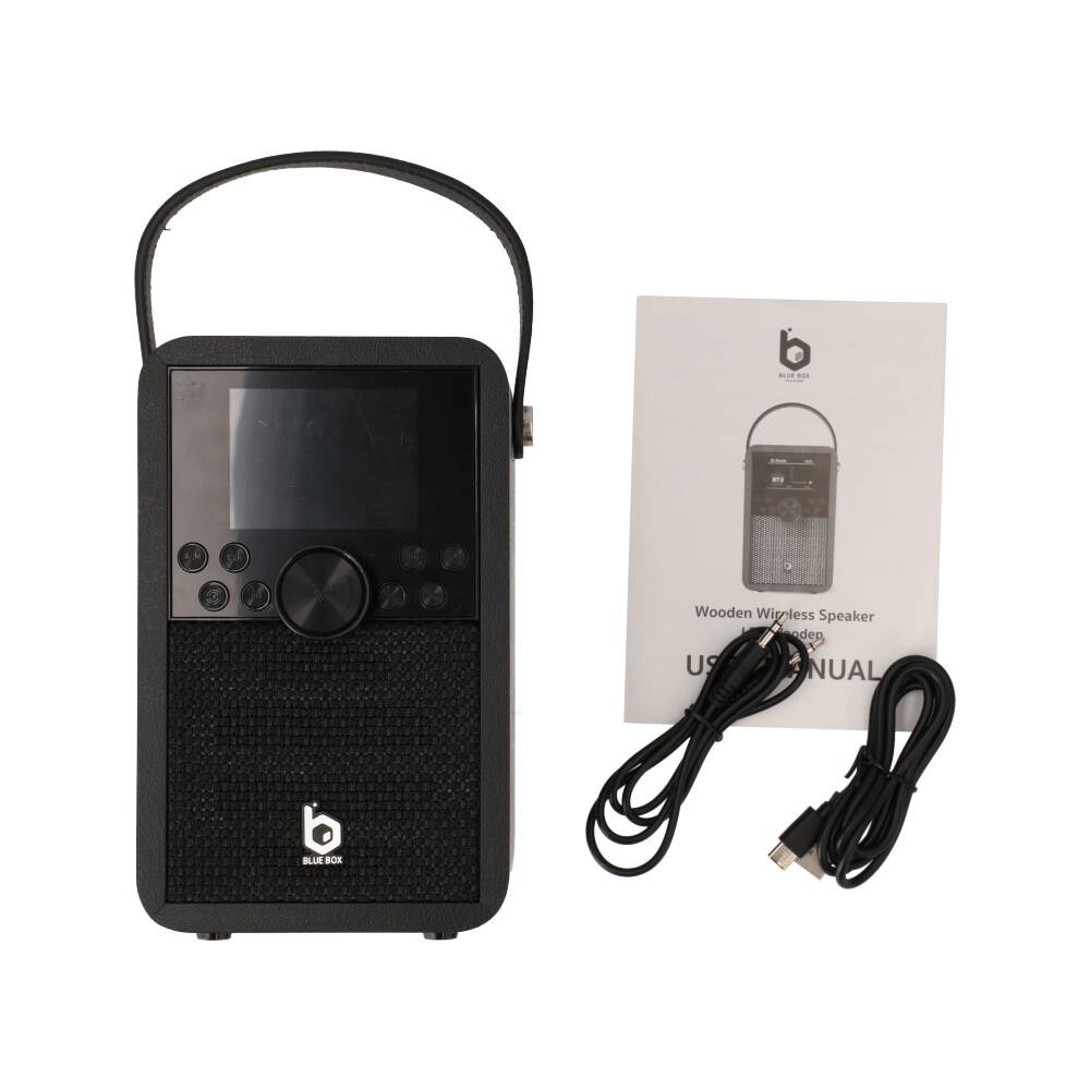 ลำโพงบลูทูธ Blue Box LED Classic box สี Wooden Black