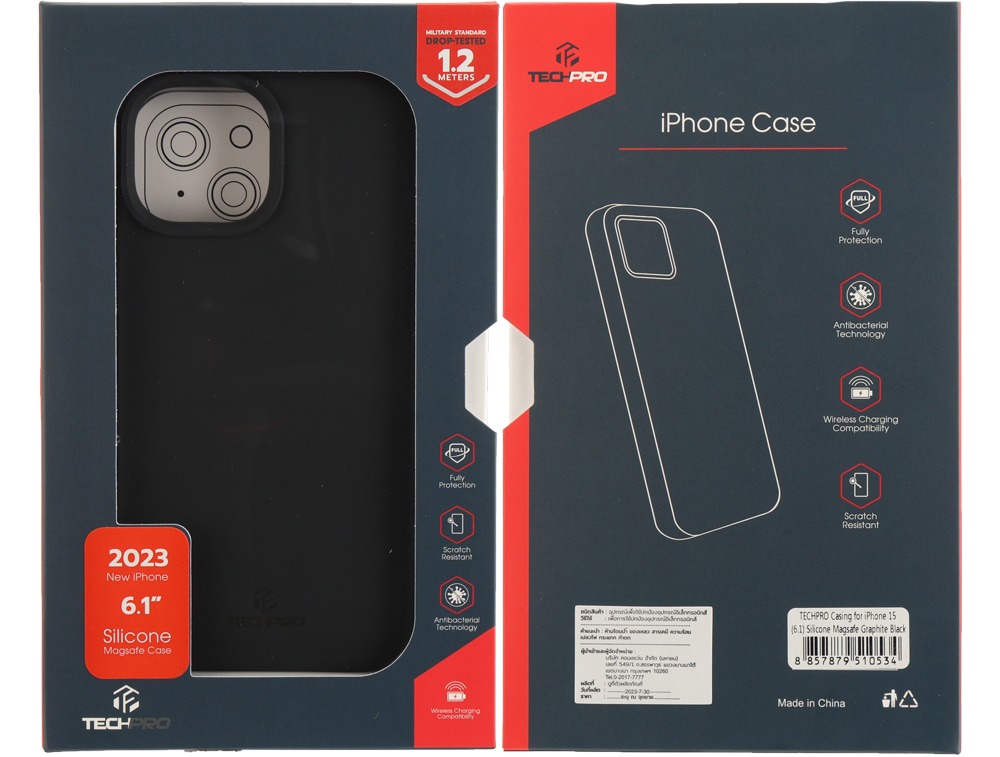 TECHPRO เคส iPhone 15 (6.1) Silicone Magsafe Graphite Black | Education Studio7