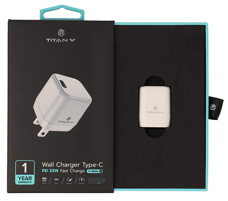 อะแดปเตอร์ TITANV Wall USB Charger 1 USB-C (PD33W) GaN TI-WC03 White