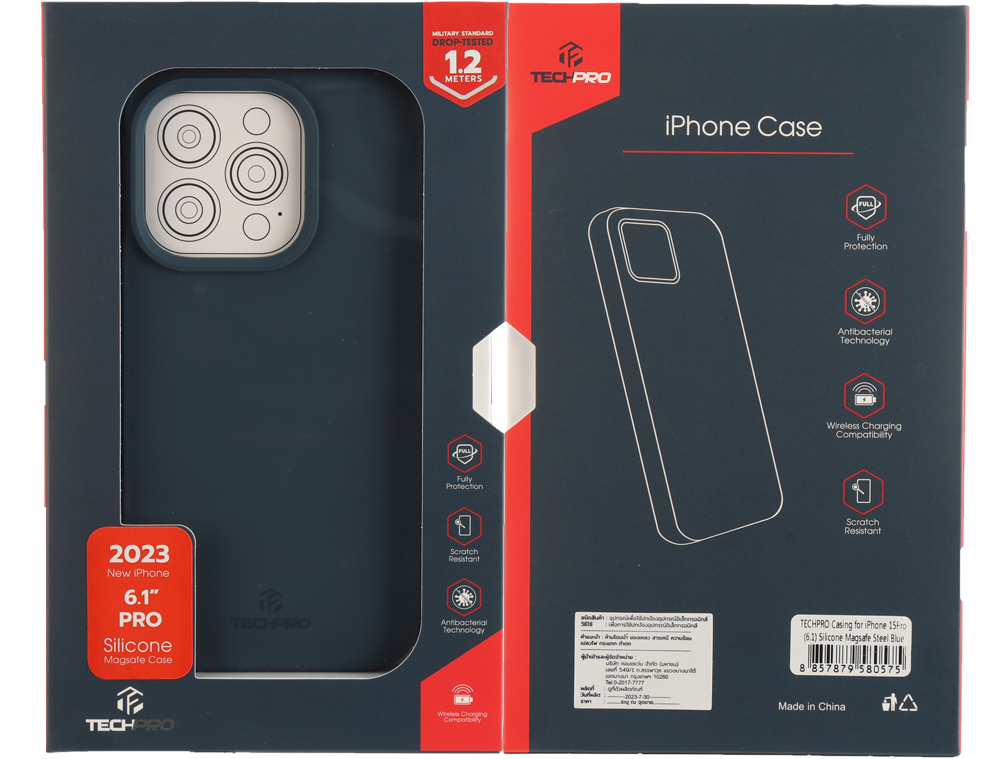 TECHPRO เคส iPhone 15 Pro (6.1) Silicone Magsafe Steel Blue | Studio7 ...