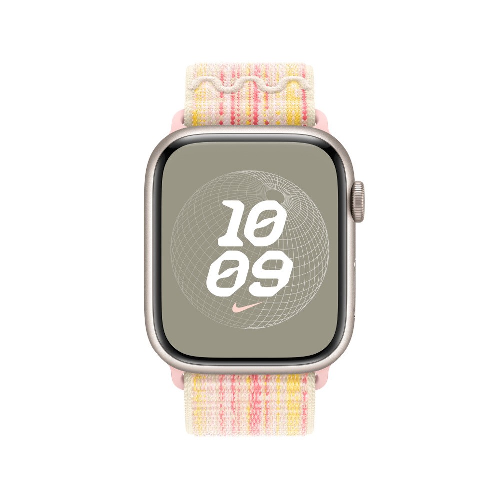 สายแอปเปิ้ลวอชของแท้ Apple Watch 45mm Starlight/Pink Nike Sport Loop
