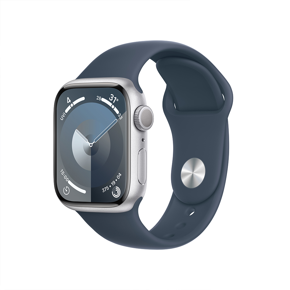 Apple Watch Series 9 GPS 41mm Silver Aluminium Case with Storm Blue ...