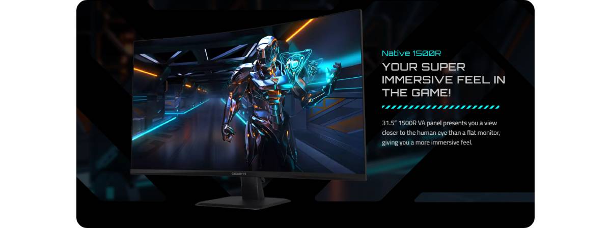 จอมอนิเตอร์ GIGABYTE GS32QC Gaming Monitor (VA 165Hz Curved)