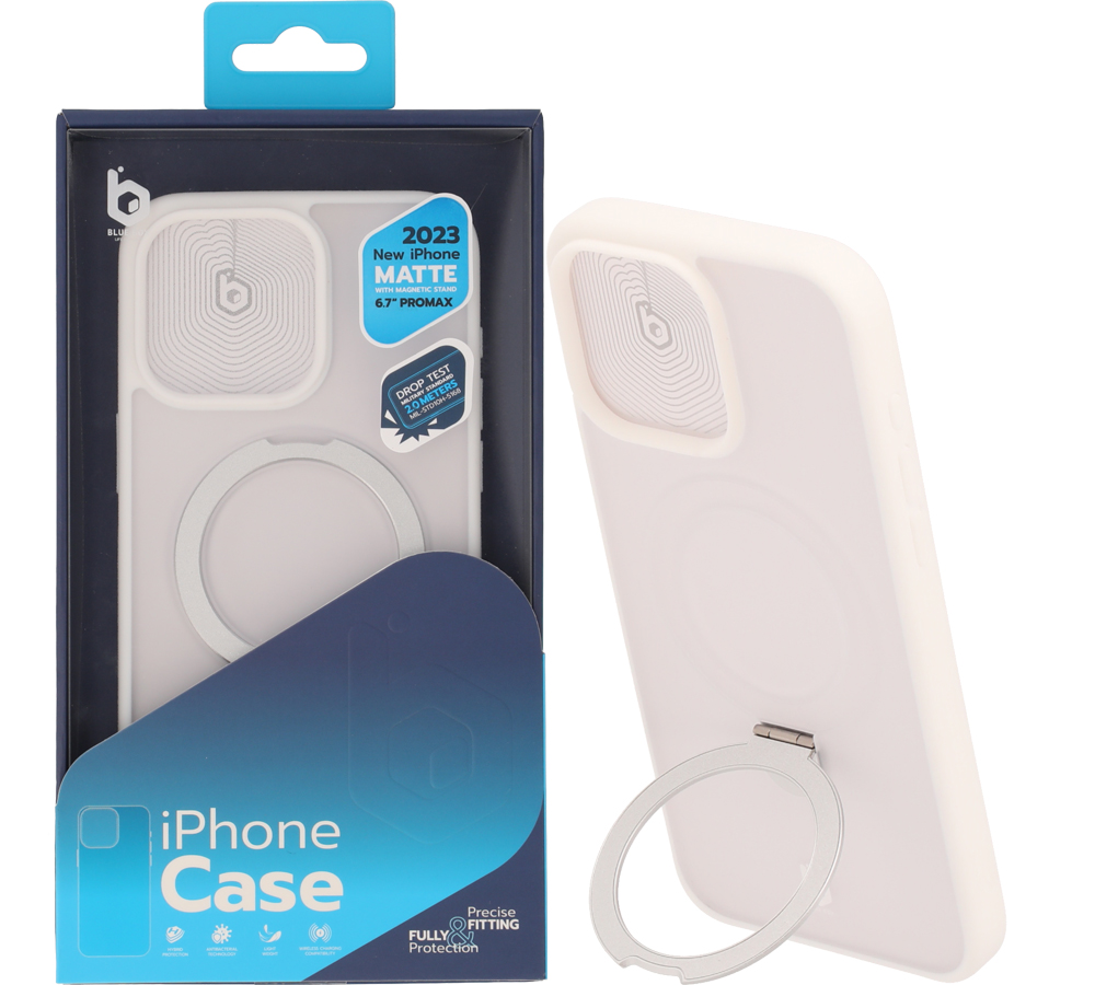 เคส Blue Box iPhone 15 Pro Max Matte Clear magnetic ring White