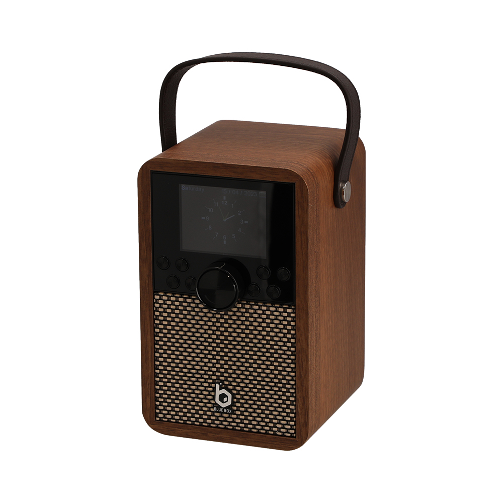 ลำโพงบลูทูธ Blue Box LED Classic box สี Wooden Brown