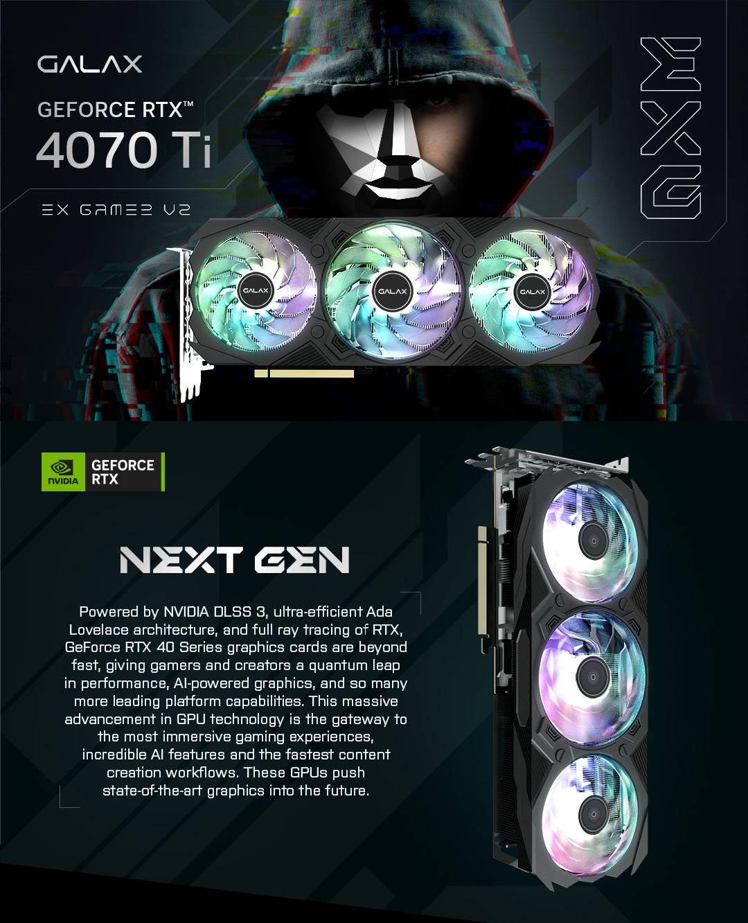 การ์ดจอ GALAX GeForce RTX 4070 Ti EX Gamer 1-Click OC V2 12GB GDDR6X ...