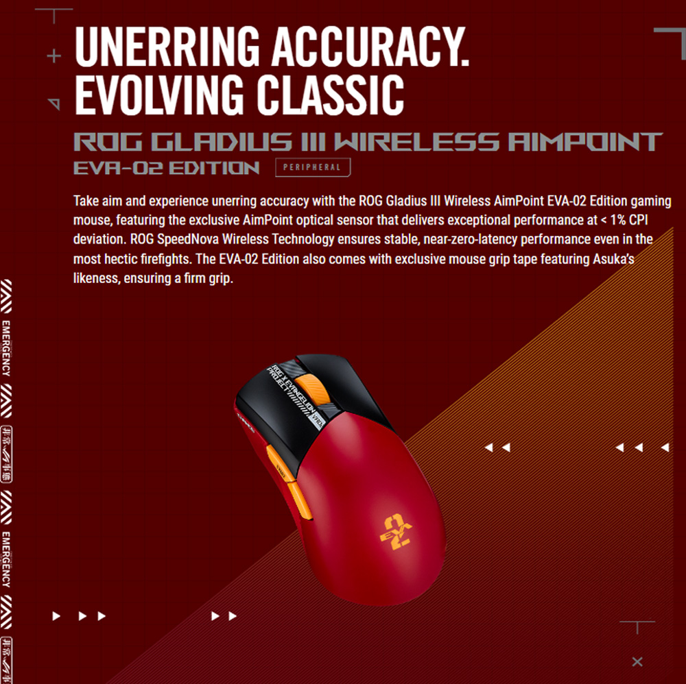 เมาส์เกมมิ่ง Asus ROG Gladius III Wireless AimPoint EVA-02 Edition