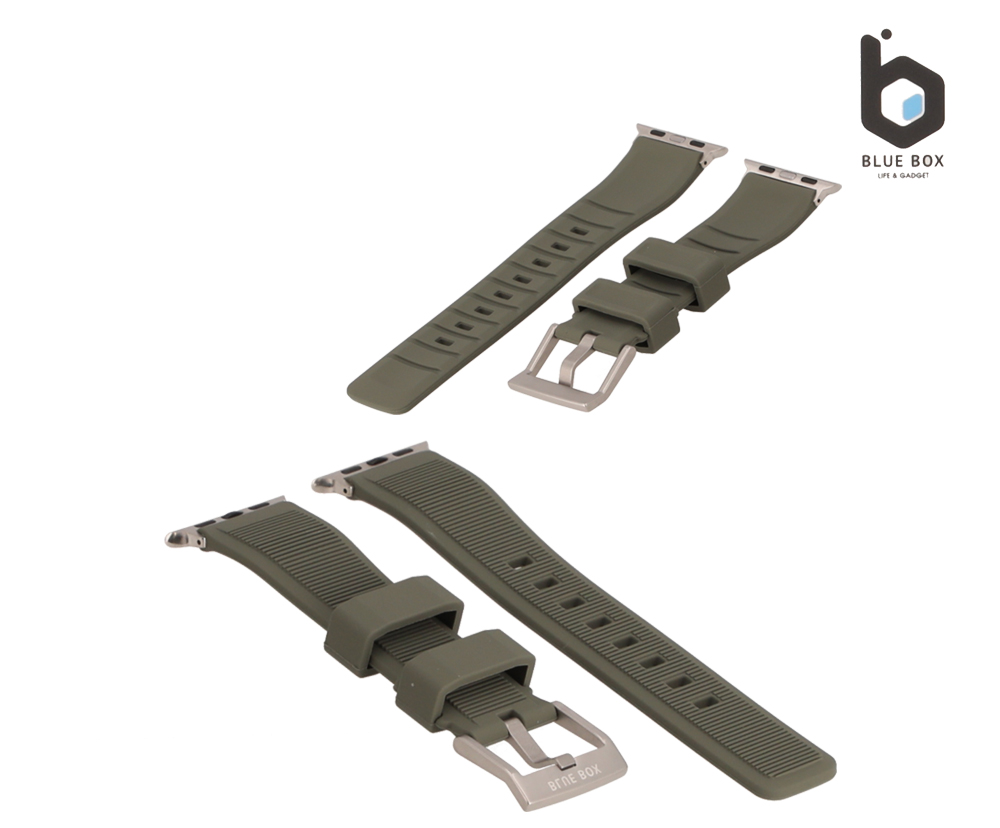 Blue Box Apple Watch 44/45/49 MM Rubber Blackish Green