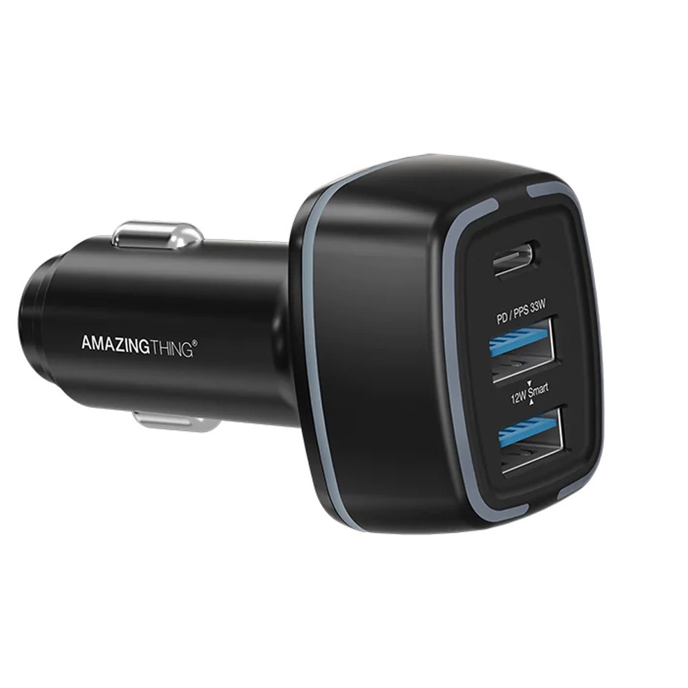 ที่ชาร์จแบตในรถ AMAZINGthing 2 USB-A (QC3.0A) / 1 USB-C Black