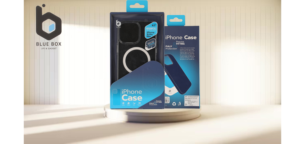 Blue Box iPhone 15 Pro Max with Round Magsafe Crystal Clear