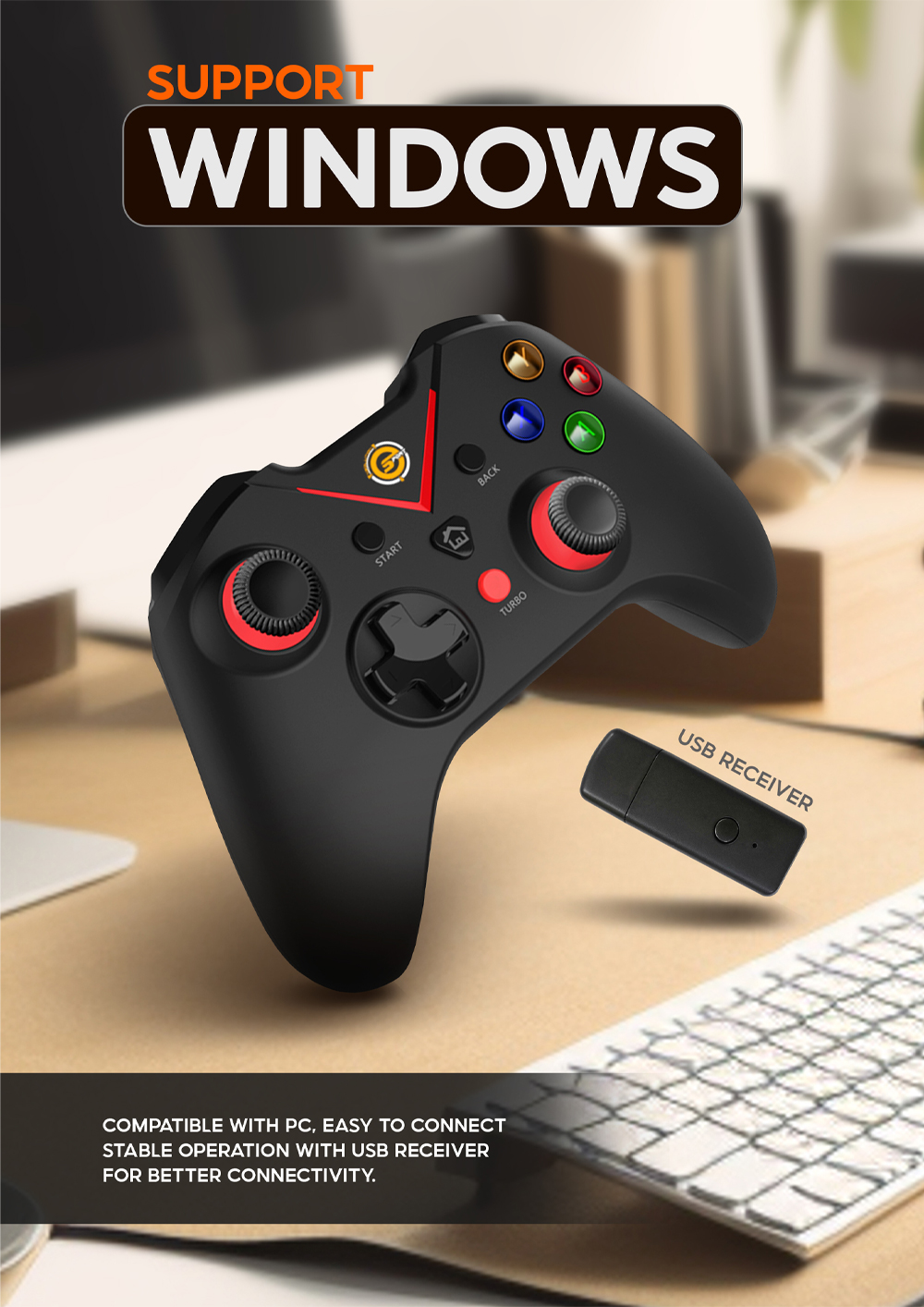 จอยคอนโทรลเลอร์ Neolution E-Sport Gamepad Berserk V2 wireless Black