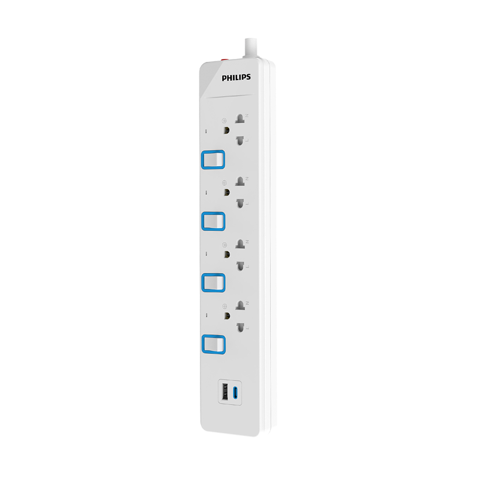 Philips TIS Plug 4 Way 4 Switch + USB-A x1 + USB-C x1 3M. (CHP4743WB/67 ...