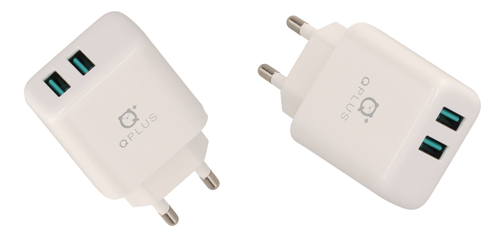 อะแดปเตอร์ QPLUS Wall Charger 2 USB-A + USB-A to USB-C พร้อมสายชาร์จ ...
