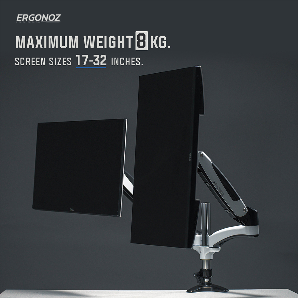 แขนจับจอมอนิเตอร์ ERGONOZ Dual Monitor Arm (EGN-02D) สีขาว | Studio7 online