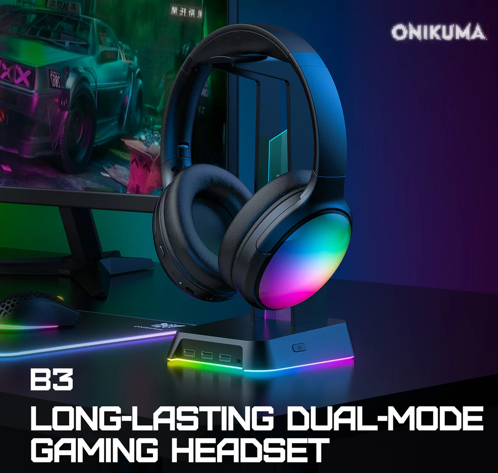 หูฟังเกมมิ่ง Onikuma รุ่น B3 RGB Bluetooth 5.3 สีดำ ราคาดี