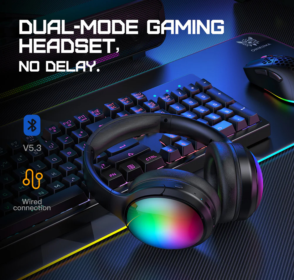 หูฟังเกมมิ่ง Onikuma รุ่น B3 RGB Bluetooth 5.3 สีดำ ราคาดี