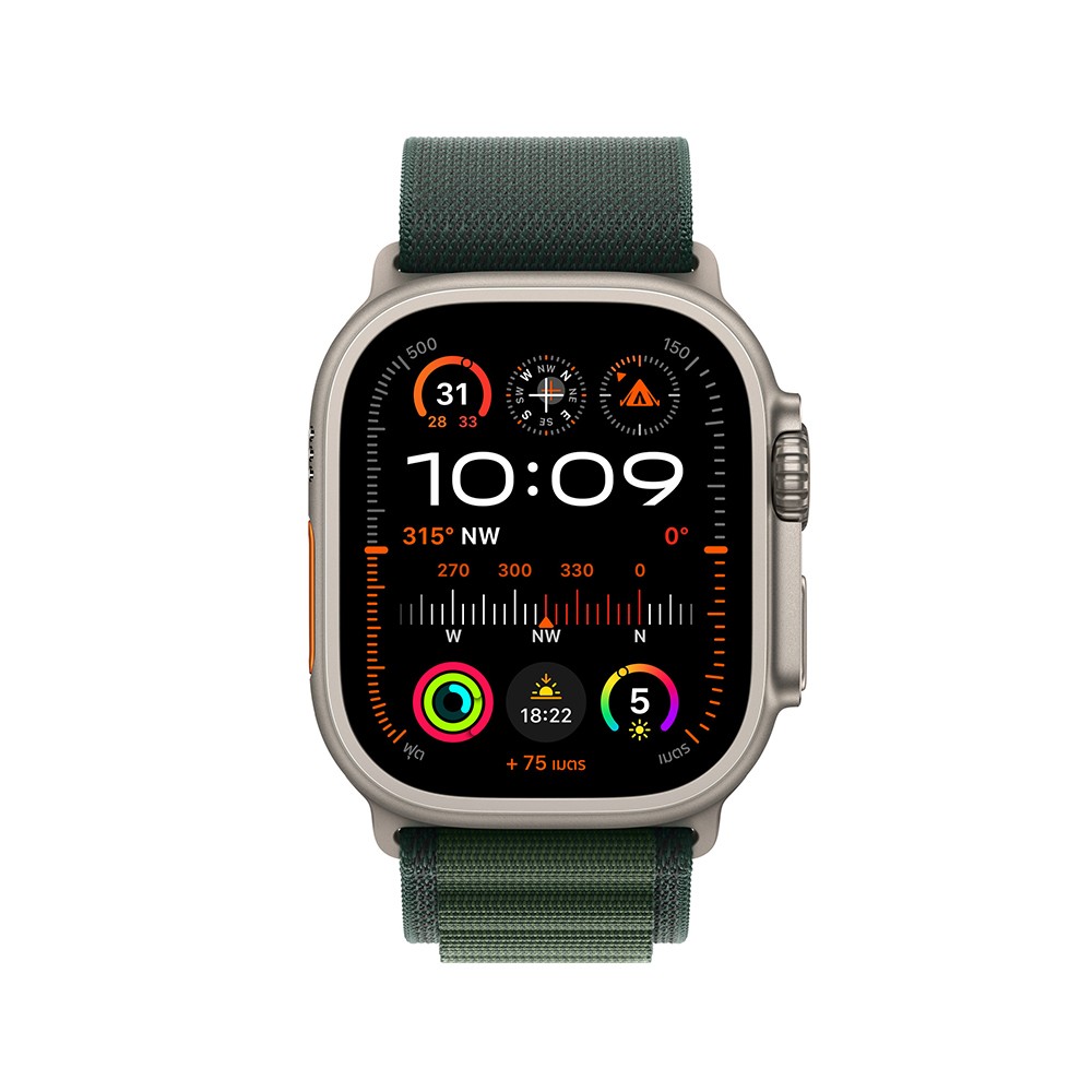 สาย Apple Watch 49mm Dark Green Alpine Loop - Small - Natural Titanium ...