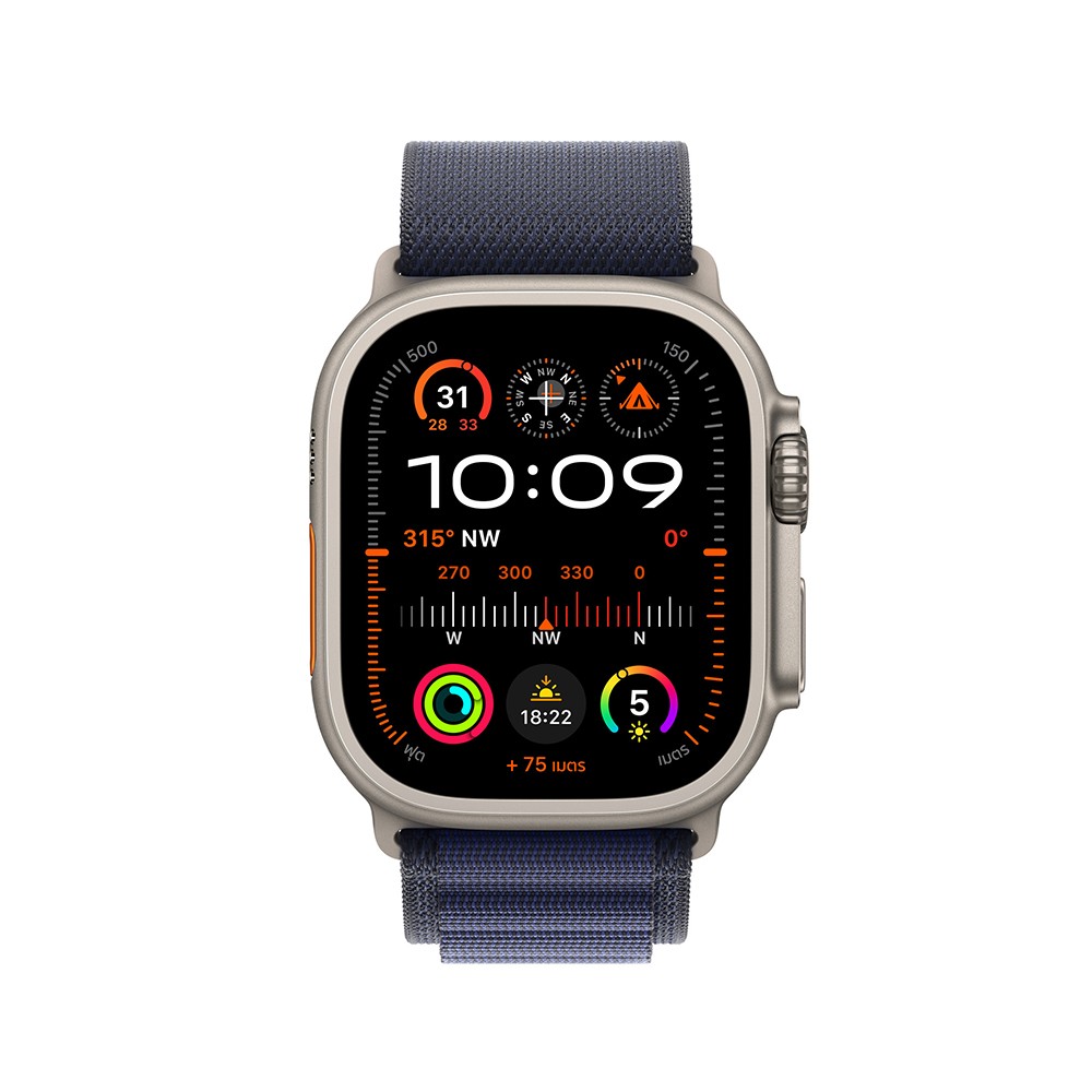 สาย Apple Watch 49mm Navy Alpine Loop - Large - Natural Titanium Finish