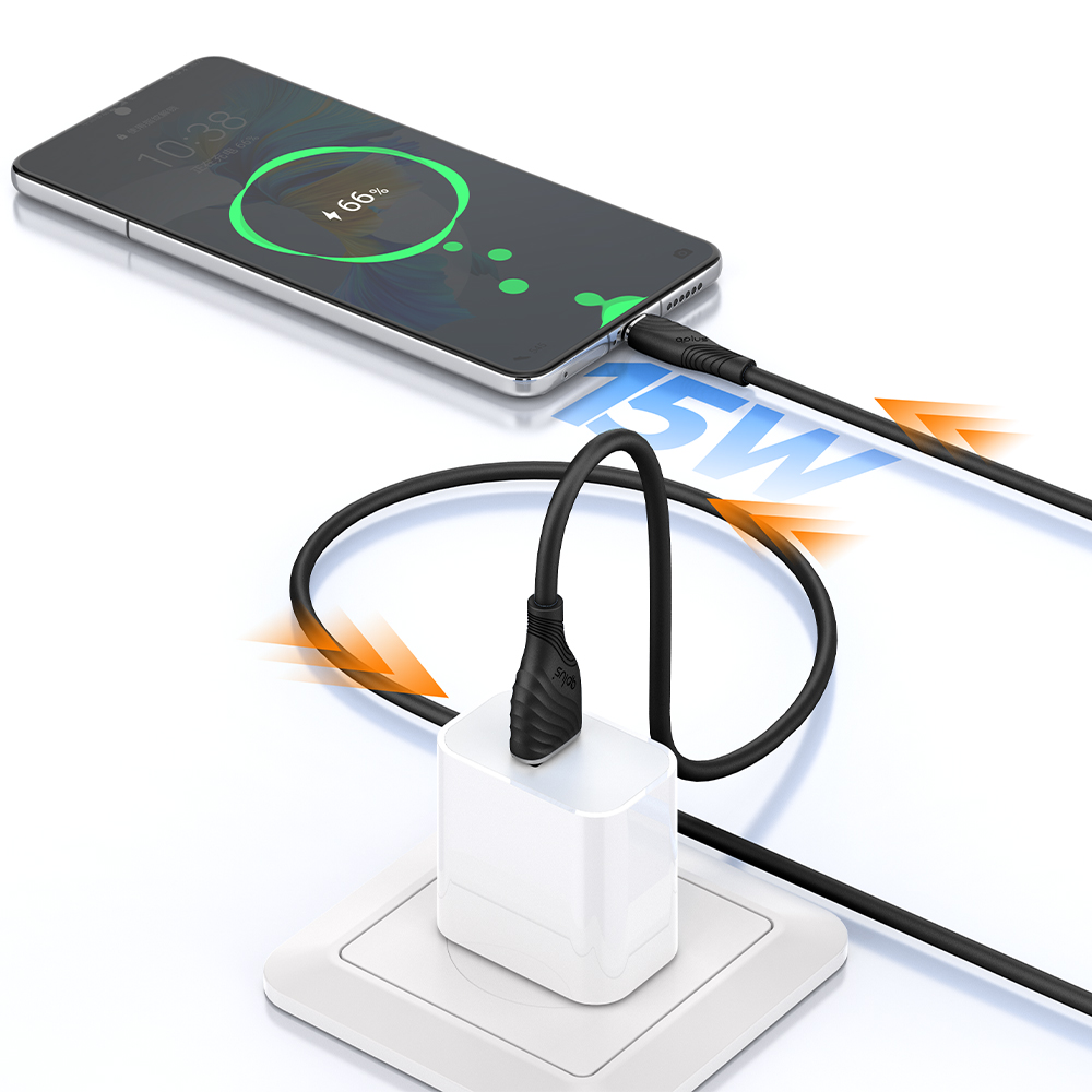 สายชาร์จ QPLUS USB-A to USB-C Cable 3A 1เมตร T3 สีLight blue