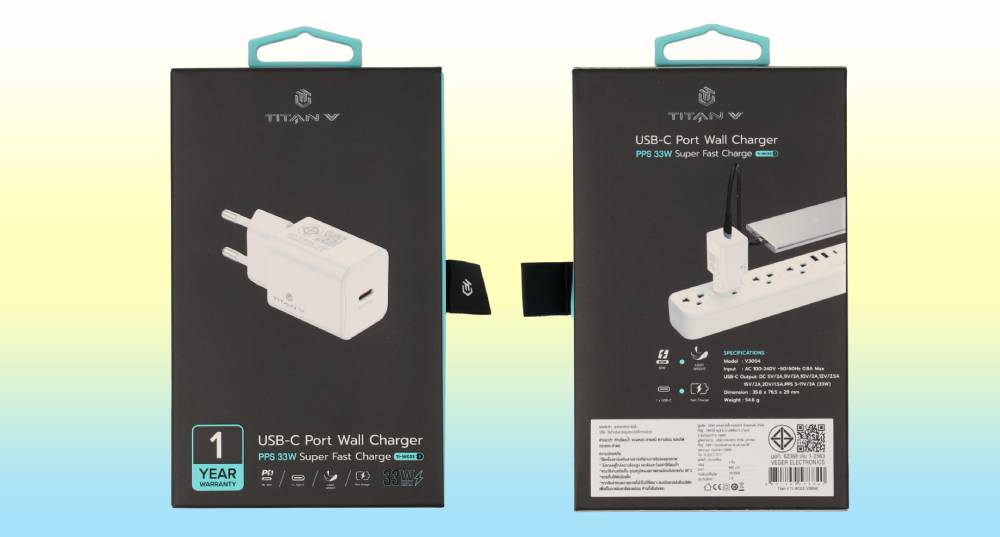 อะแดปเตอร์ TITANV Wall Charger 1 USB-C 33W GaN TI-WC03 White