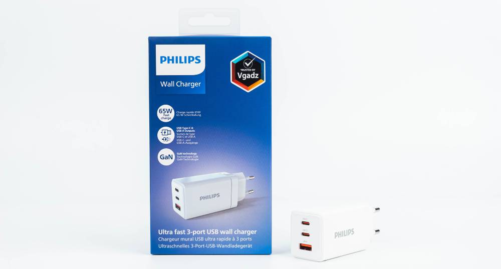 อะแดปเตอร์ Philips Wall Charger 1 USB-A / 2 USB-C 65W GaN White (TISI ...
