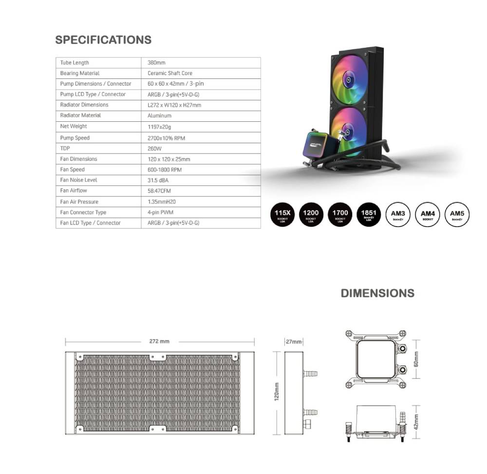 ชุดระบายความร้อนซีพียู CRYORIG Rheo 240 ARGB