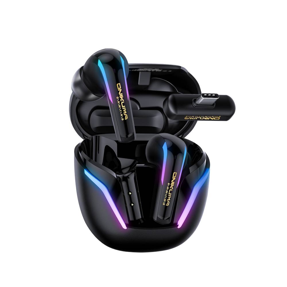 หูฟังเกมมิ่งไร้สาย Onikuma รุ่น T27 TWS สีดำ มาพร้อมเคสชาร์จ