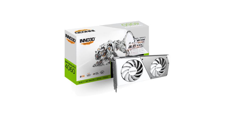การ์ดจอ INNO3D GeForce RTX 4060 TWIN X2 OC WHITE 8GB