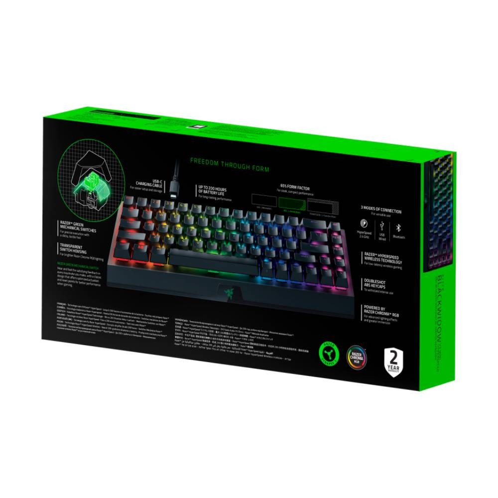 คีย์บอร์ดเกมมิ่ง Razer BlackWidow V3 Mini HyperSpeed (US) - Green Switch