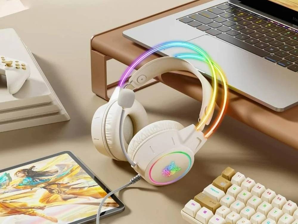 หูฟังเกมมิ่ง Onikuma รุ่น X15 Pro RGB สีครีม (Type-C / USB)