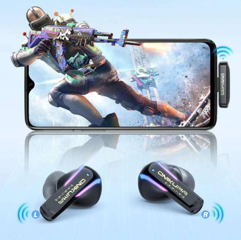 หูฟังเกมมิ่งไร้สาย Onikuma รุ่น T27 TWS สีดำ มาพร้อมเคสชาร์จ