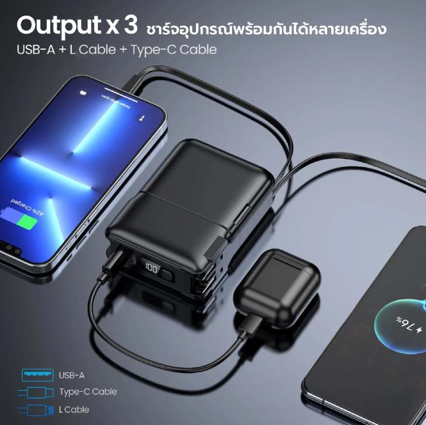 พาวเวอร์แบงค์ ALPHA 10000 mAh (ALPC-10PD) Black