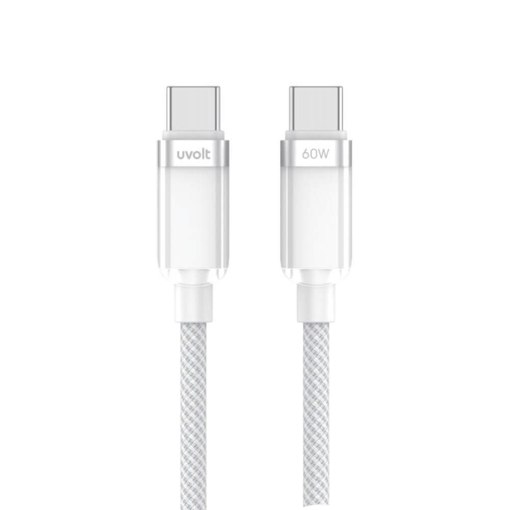 สายชาร์จ UVOLT USB-C to USB-C DATA Cable 60W 1.2M White