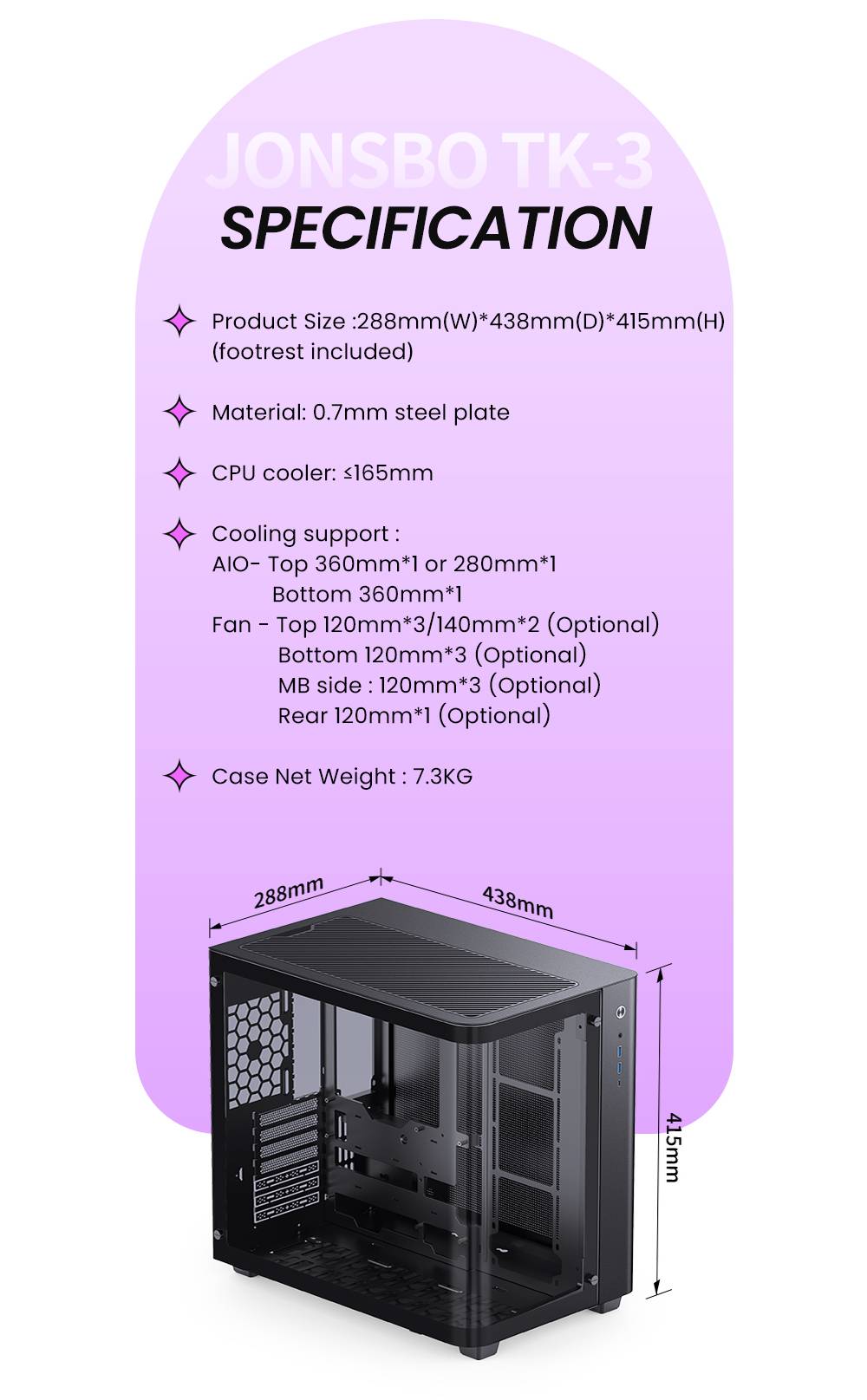 เคสคอมพิวเตอร์ Jonsbo TK-3 Black