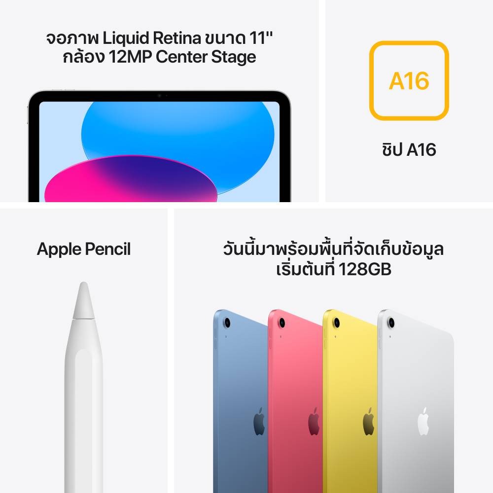 iPad รุ่น 11 นิ้ว (ชิป A16) Wi-Fi ความจุ 256GB สี Yellow 2025 (11th Gen)