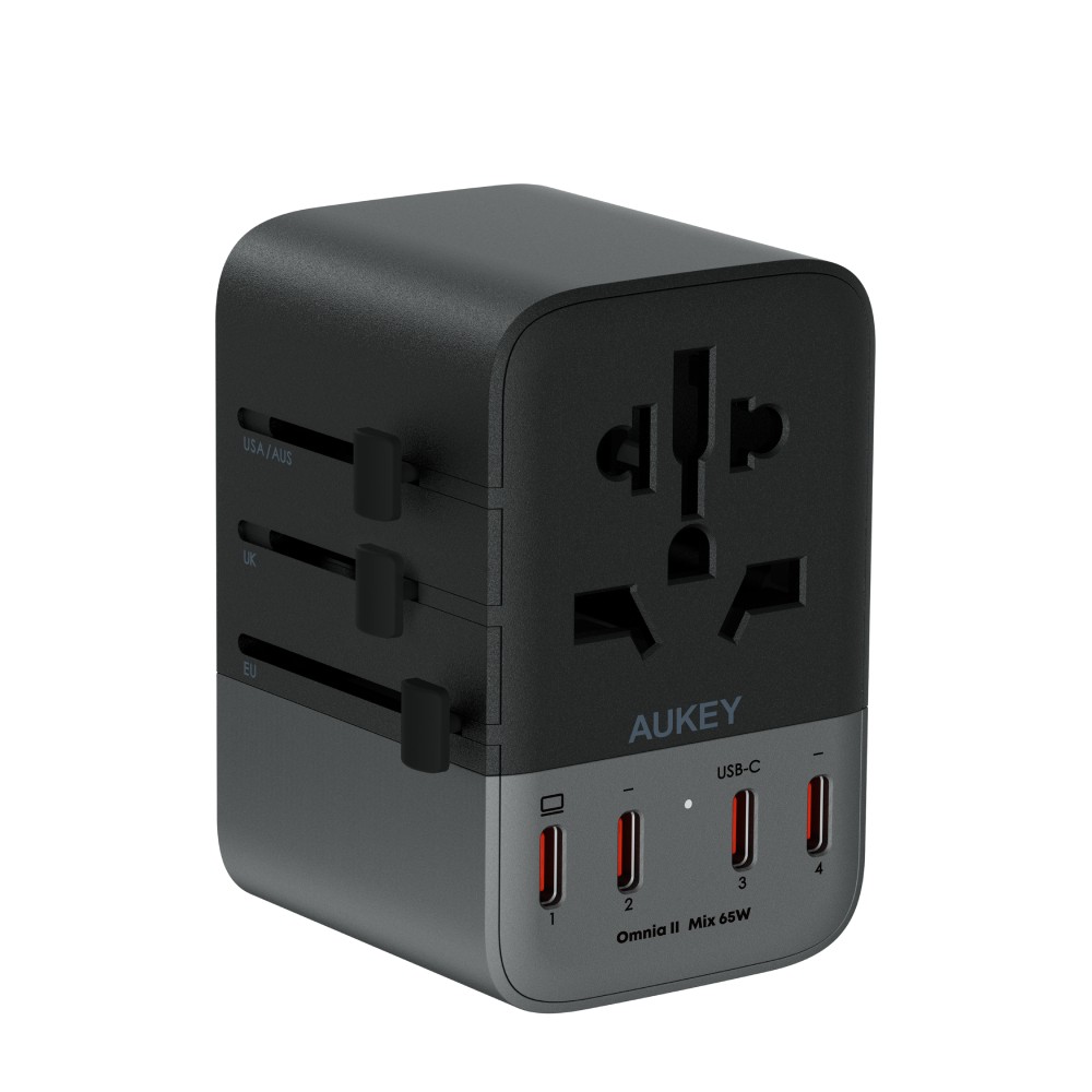 หัวแปลงปลั๊กไฟ AUKEY Travel Mate 65W GaN Universal Adapter